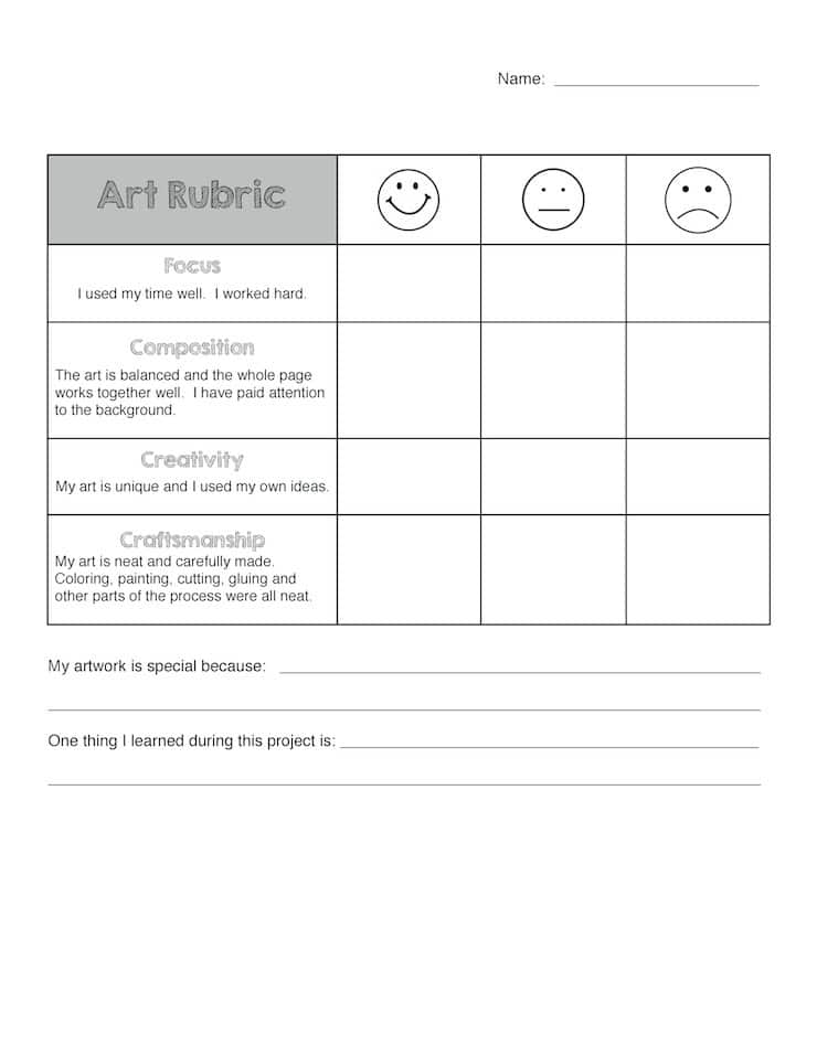 Art Rubric For Elementary