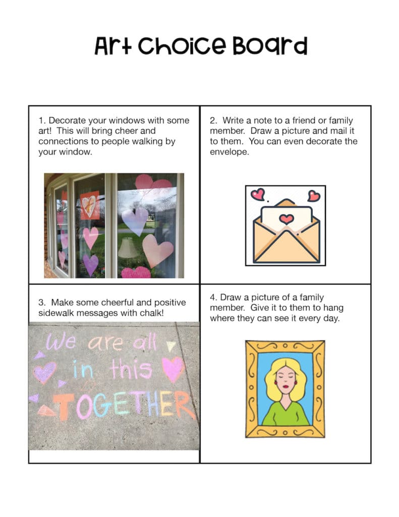 Art Choice Board- Distance Learning